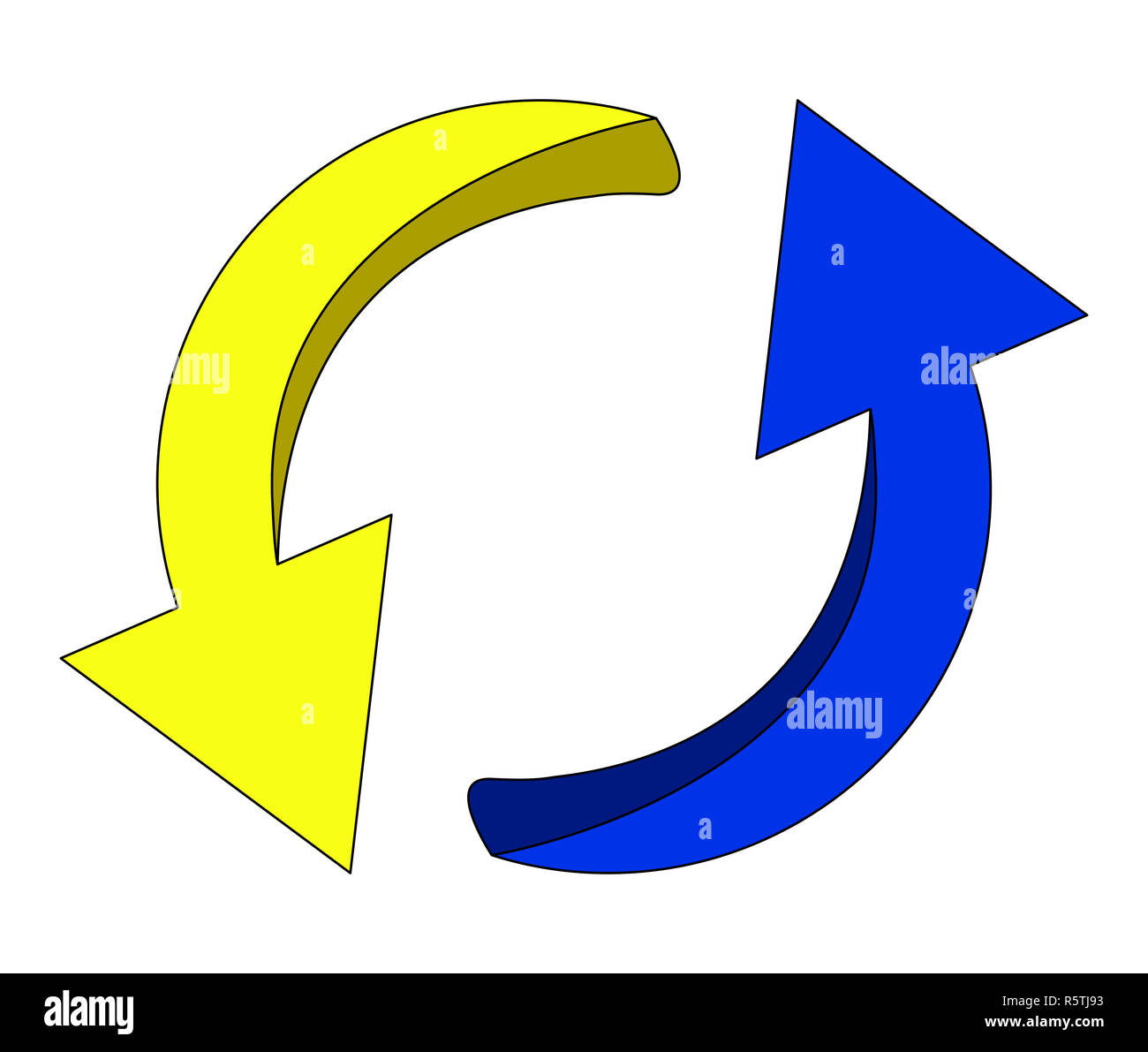Arrow symbol, yellow blue icon clipart cycle business concept. Vector ...