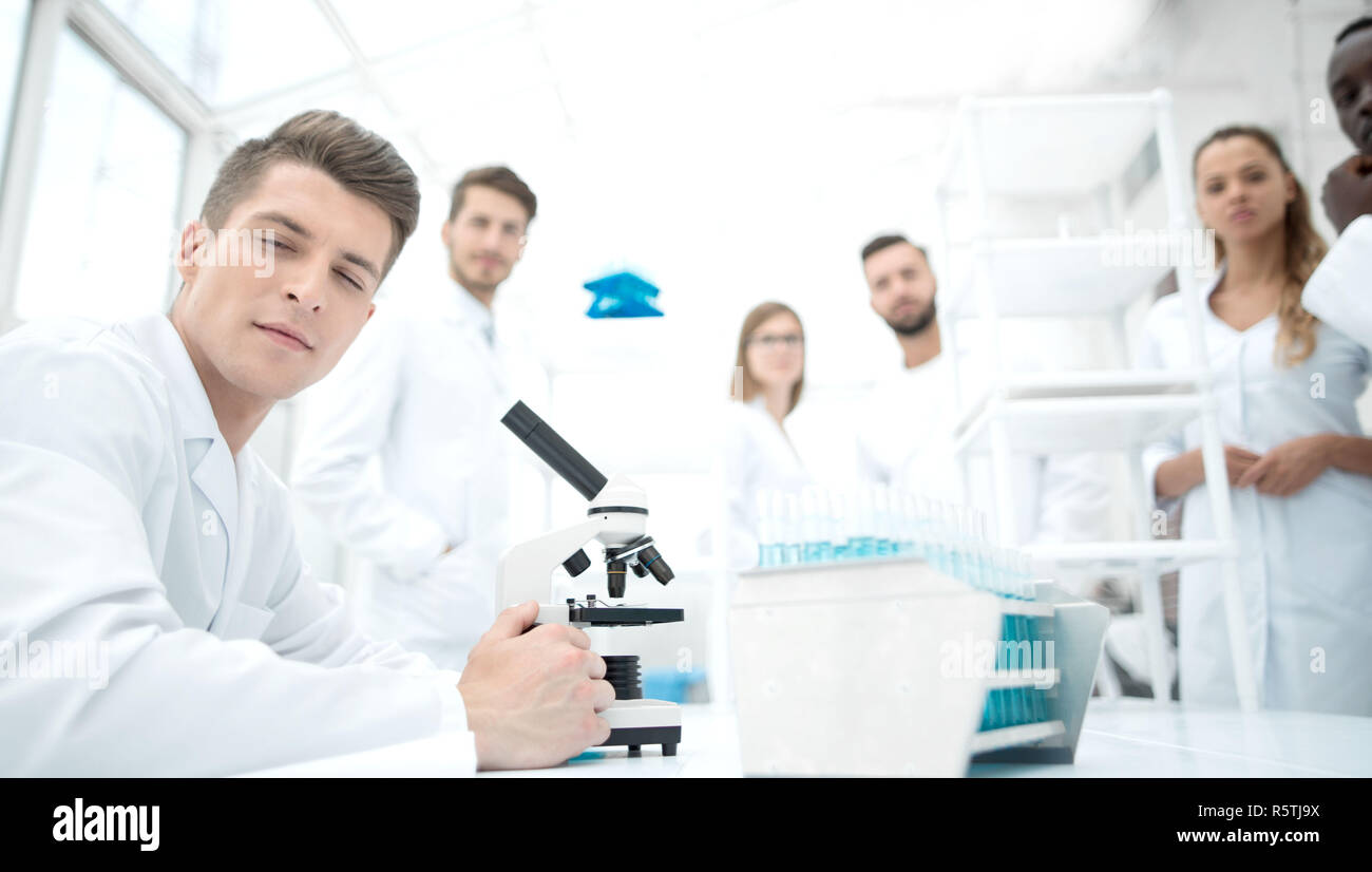 Group of clinicians experimentation in research laboratory Stock Photo ...
