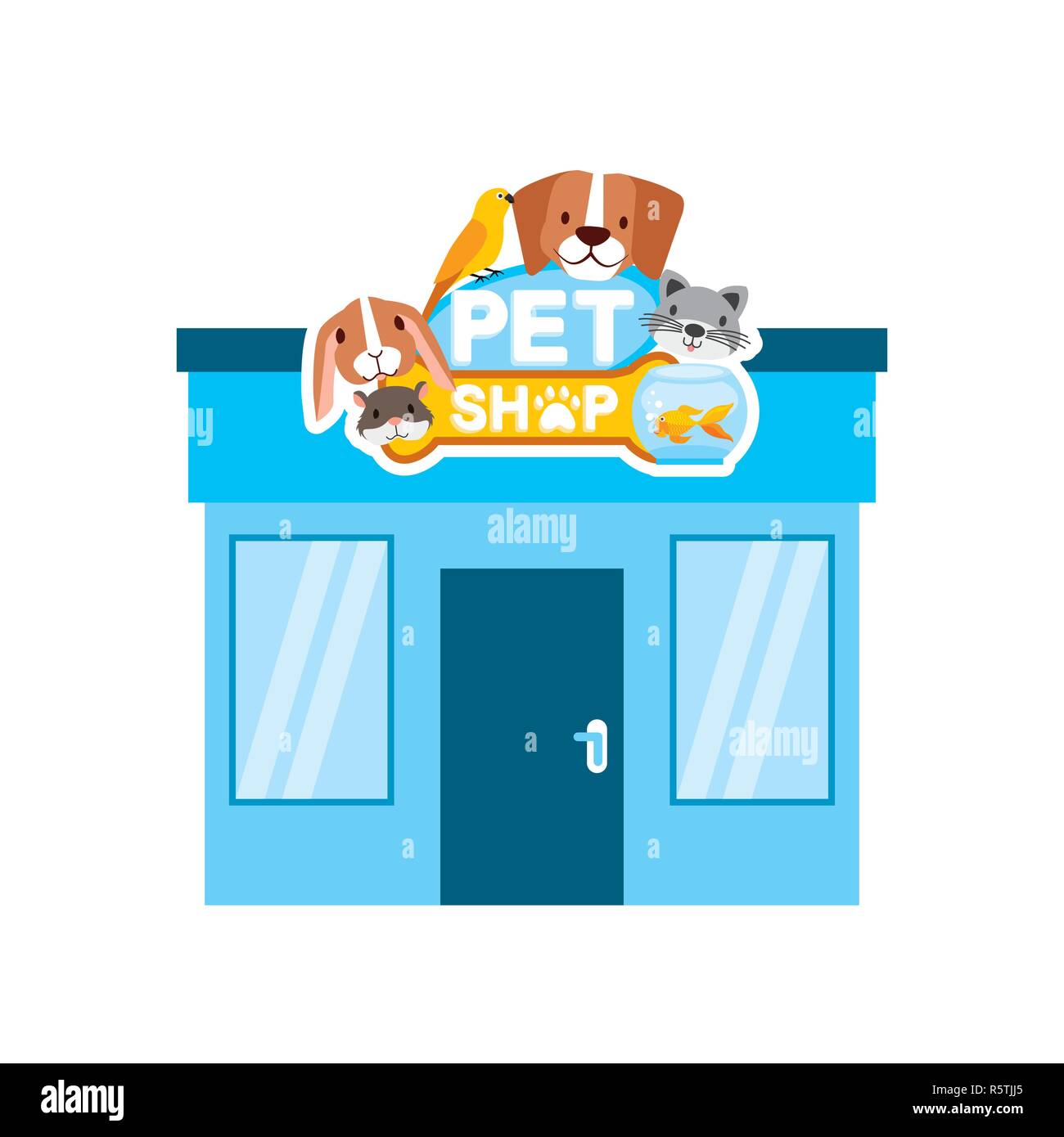Cute puppy dog shop window Stock Vector Images - Alamy