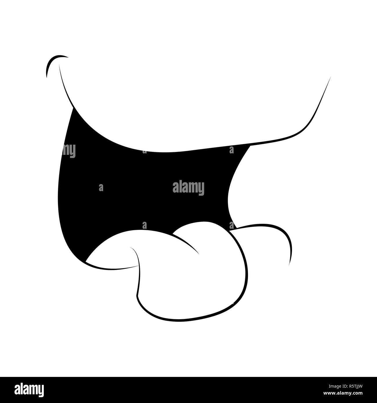 Cartoon smile, mouth, lips with teeth. vector silhouette, outline ...