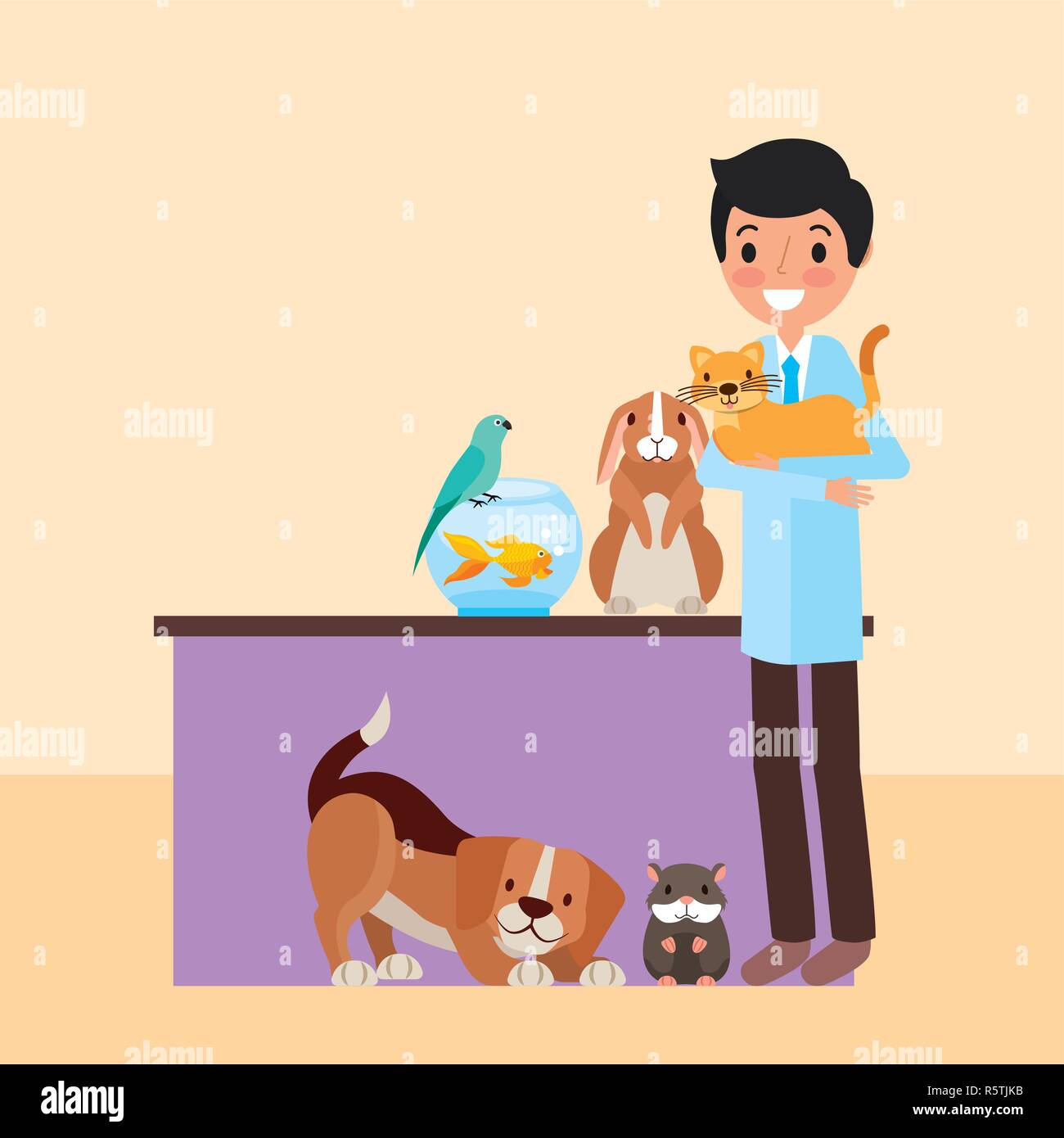 veterinary doctor with aminals clinic pet vector illustration Stock ...