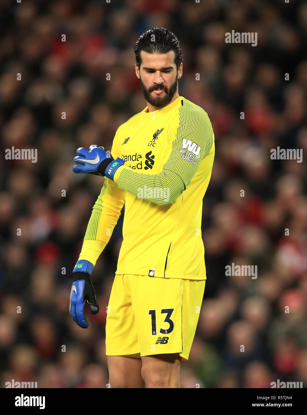 Liverpool goalkeeper Alisson Becker during the Premier League match at ...