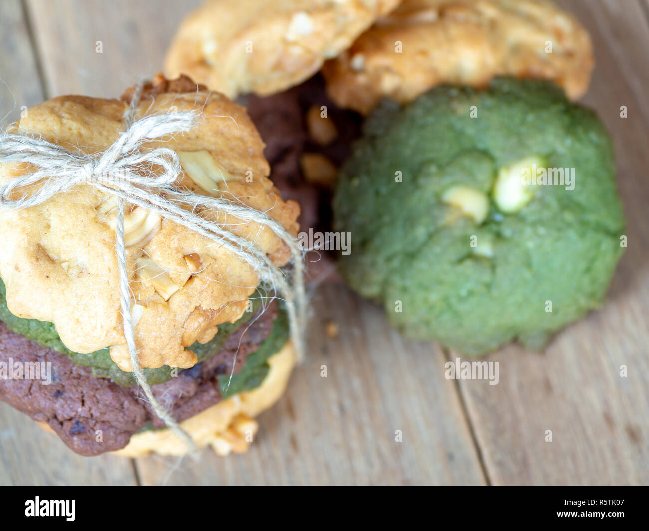 Multiple color cookies inclusive peanut butter, green tea cookies, and ...