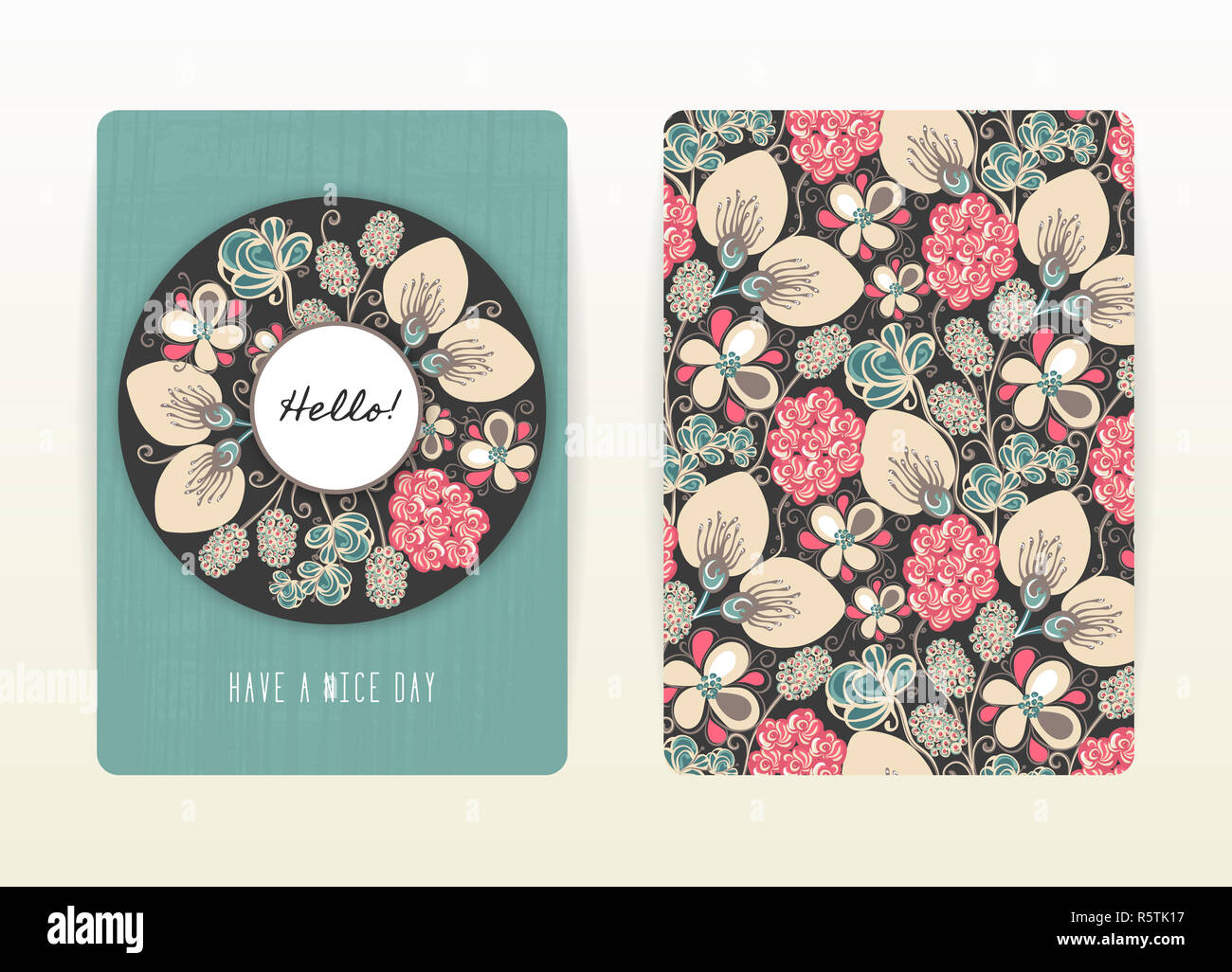 Cover design with floral pattern. Hand drawn creative flowers. Colorful ...