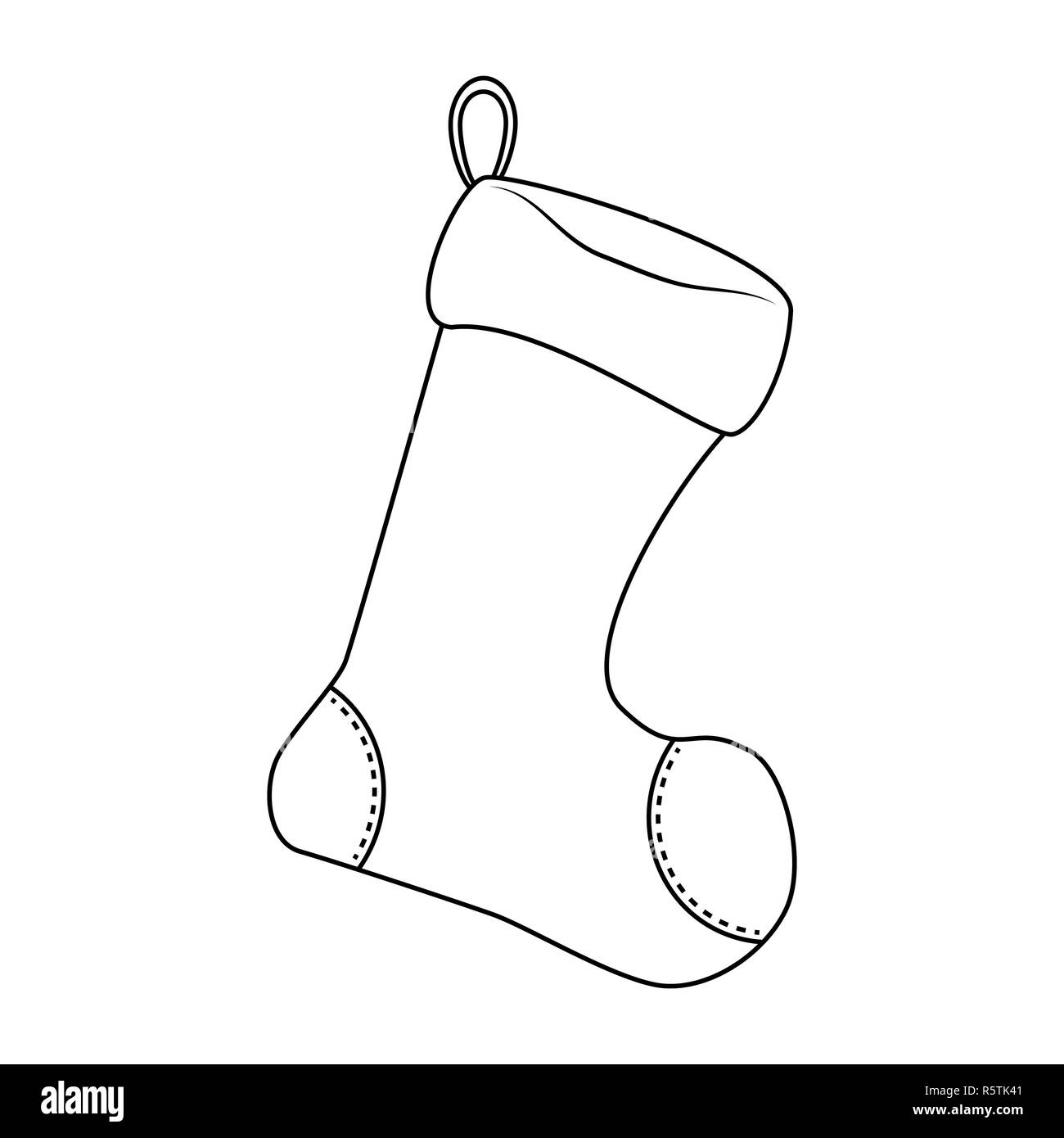 Christmas sock outline icon, symbol, design. Winter vector illustration ...