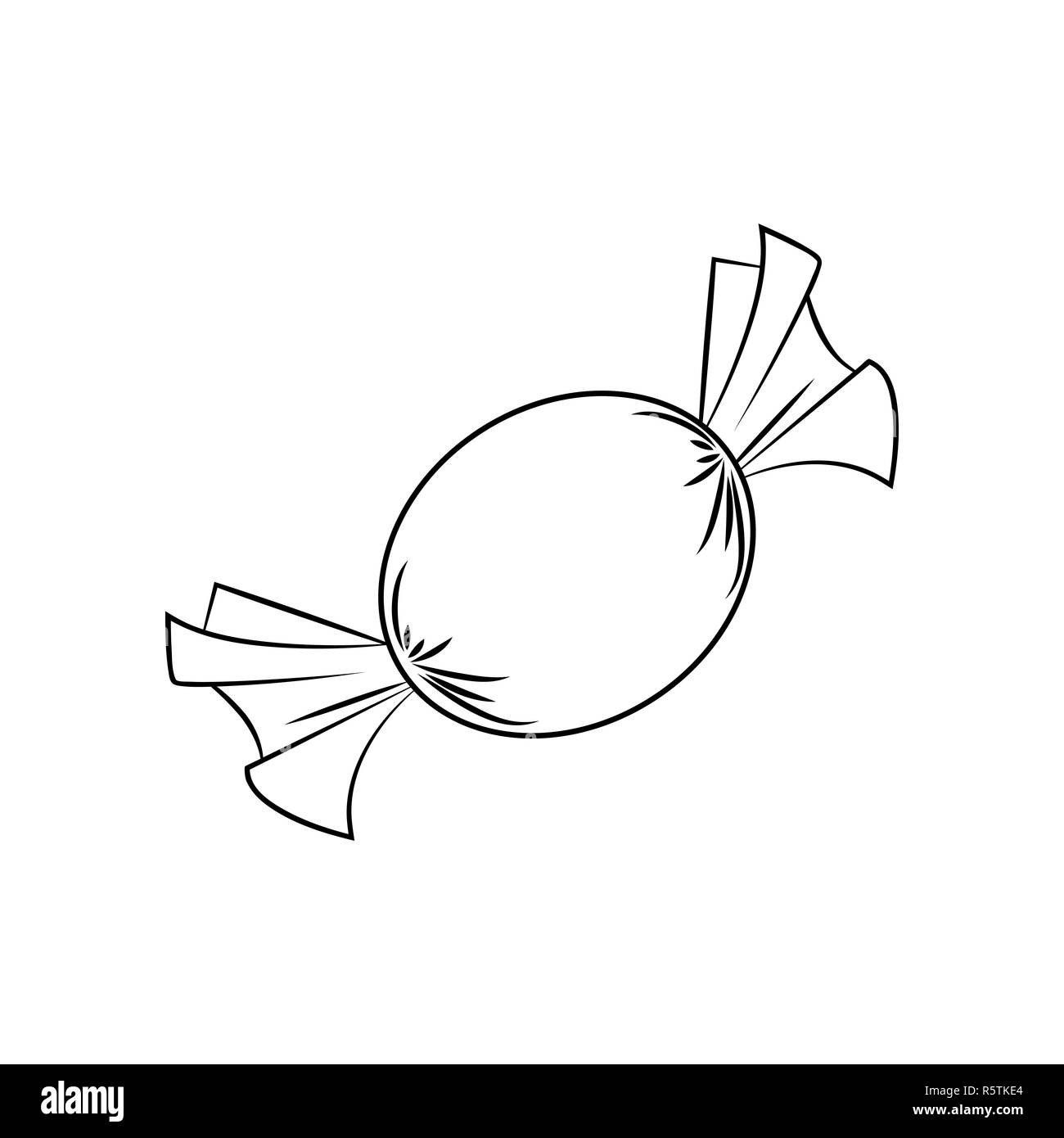 Christmas wrapped candy. Outline of packaged sweet, goody in a piece of ...