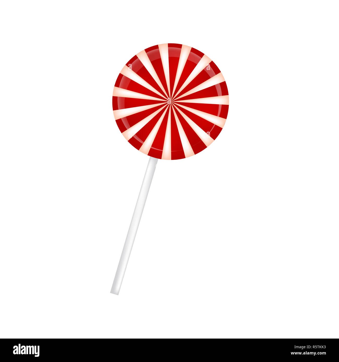 Lollipop striped in Christmas colours. Spiral sweet candy with red and ...
