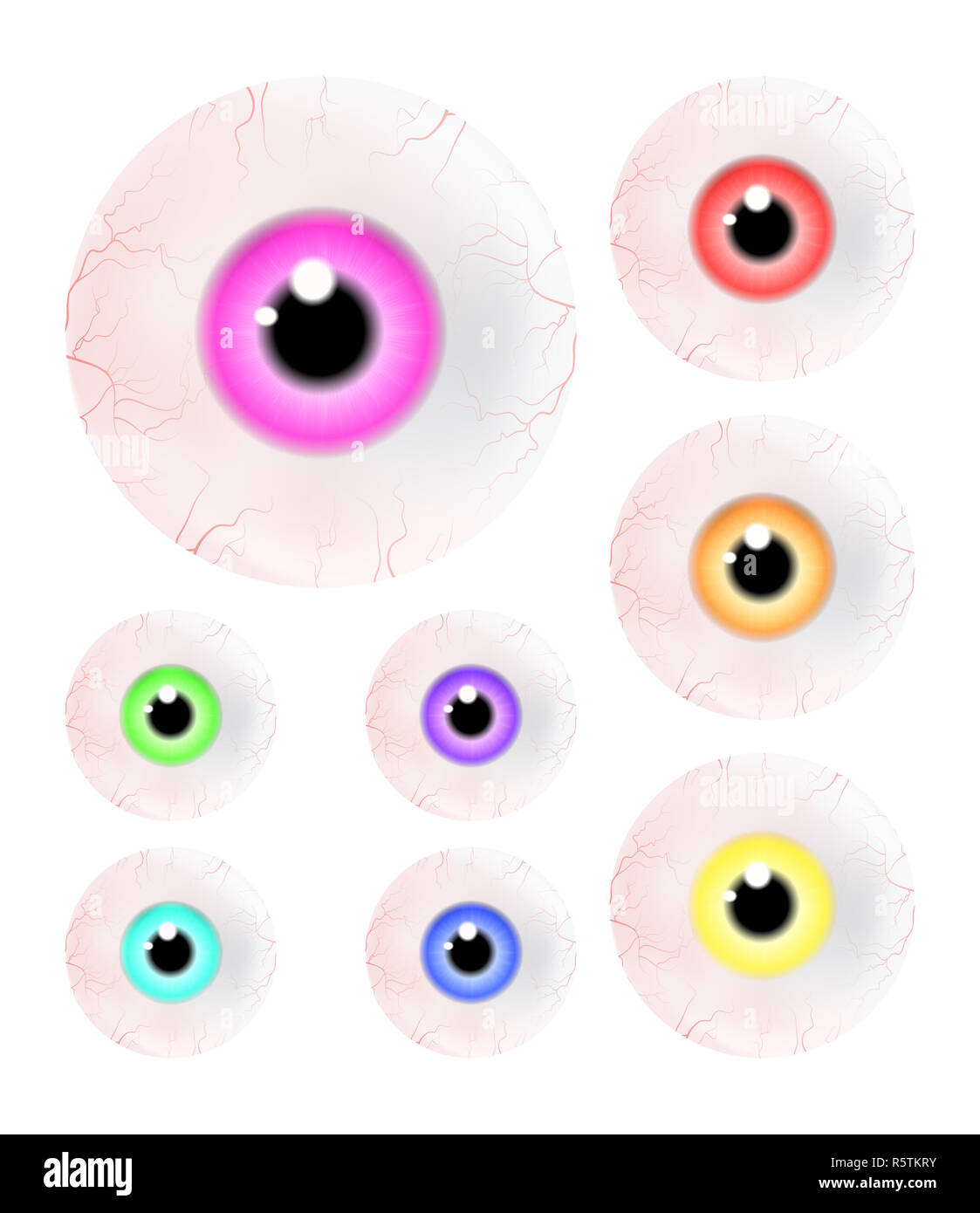 Set of realistic human eye ball with colorful pupil, iris. Vector ...