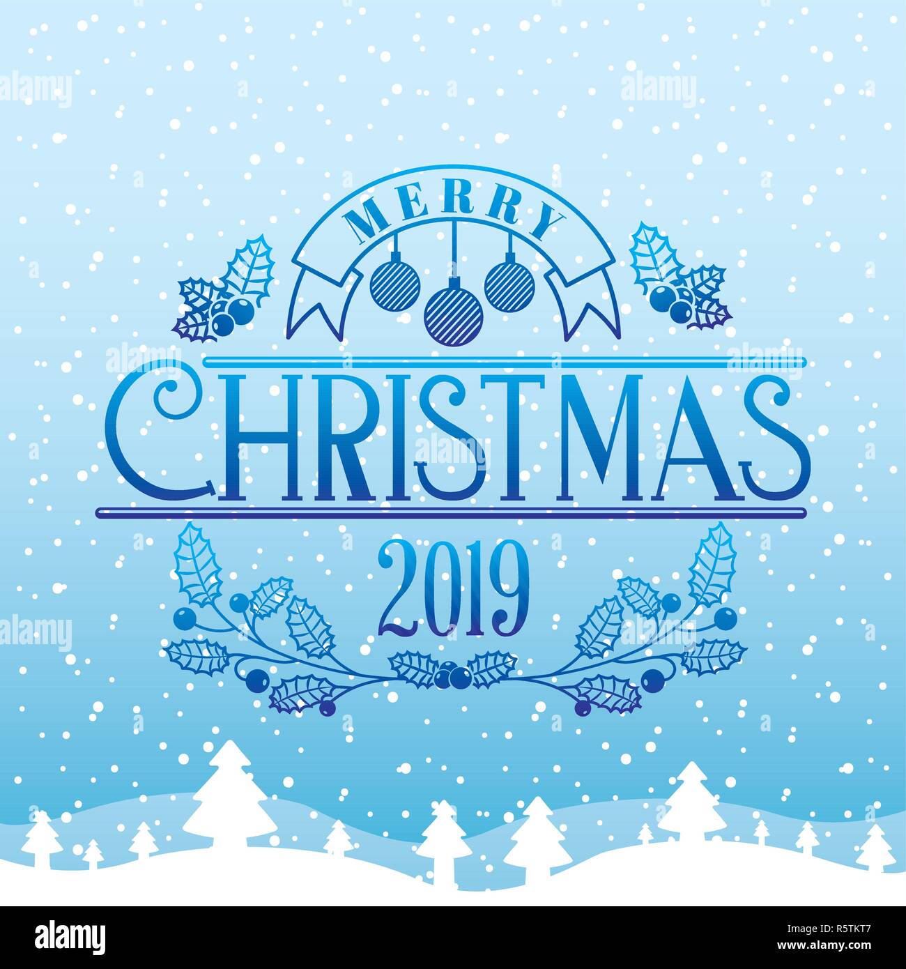 winter landscape snow tree merry christmas vector illustration Stock ...