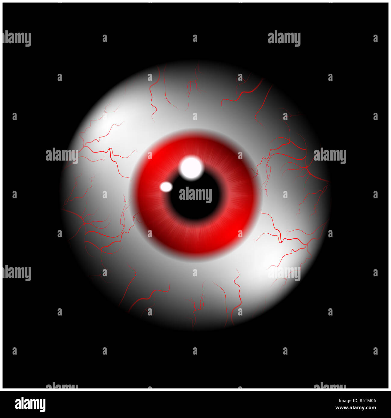 Image of realistic human eye ball with redl pupil, iris. Vector ...