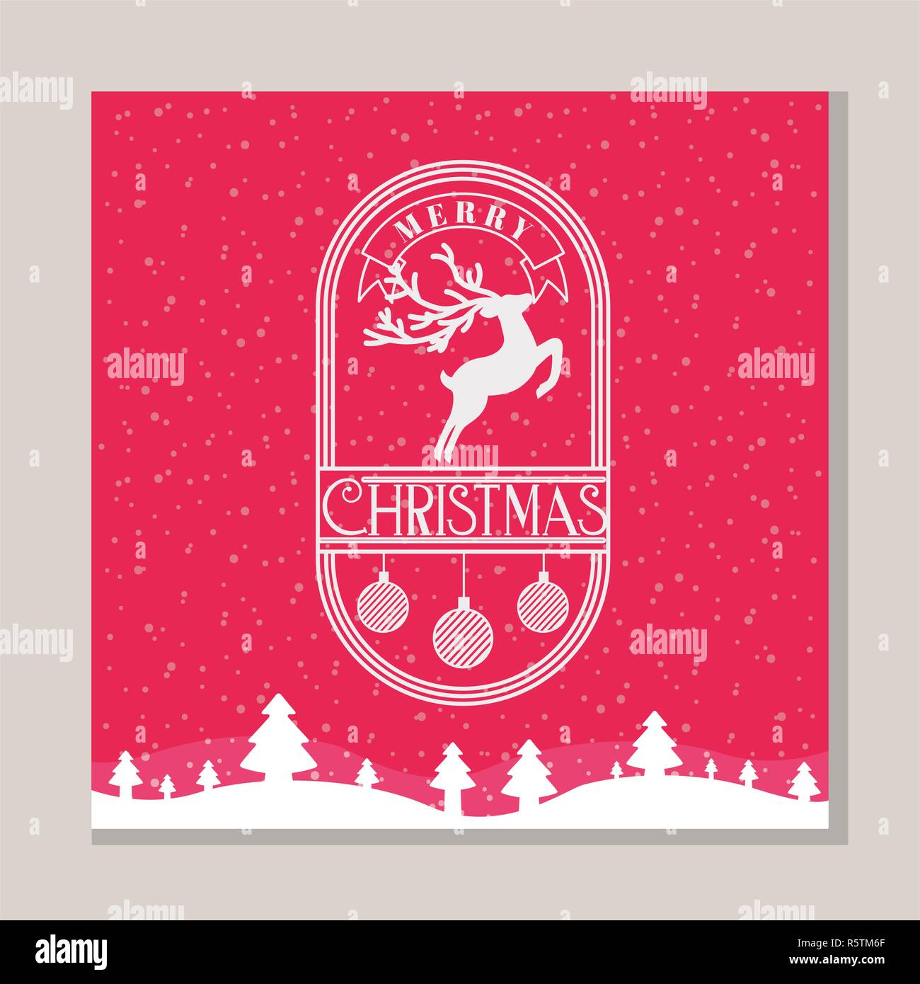 winter landscape snow tree merry christmas vector illustration Stock ...