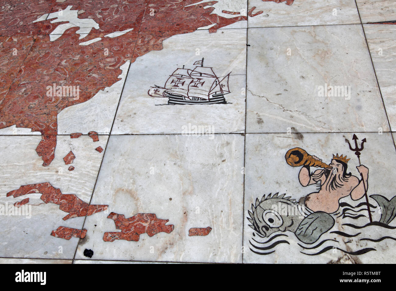 Triton featuring in the world map set in the pavement at the Monument ...