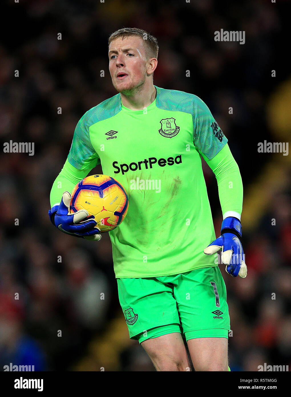 Everton goalkeeper Jordan Pickford during the Premier League match at ...