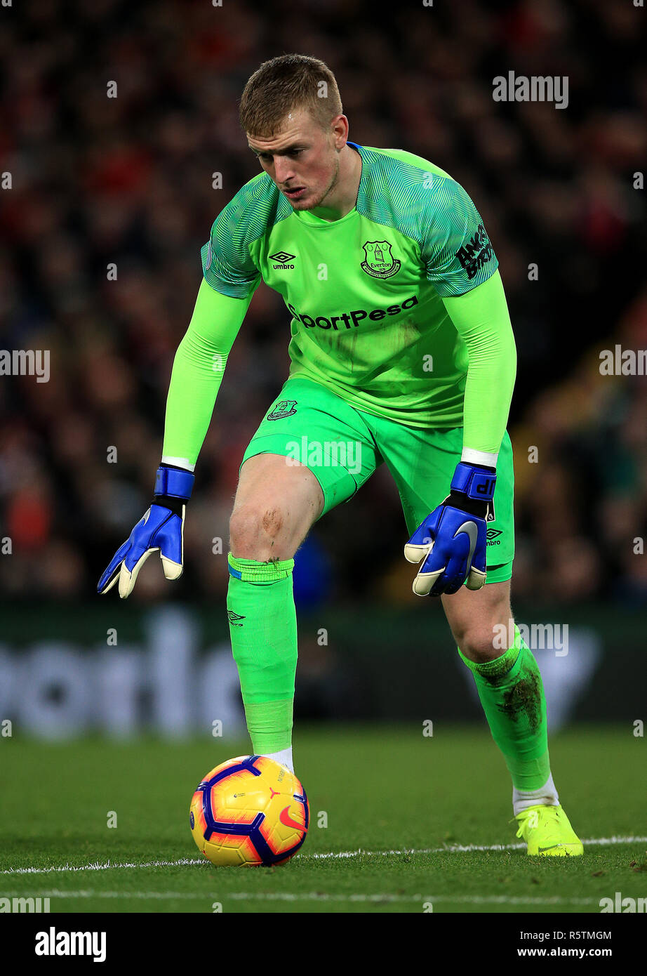 Everton goalkeeper Jordan Pickford during the Premier League match at ...
