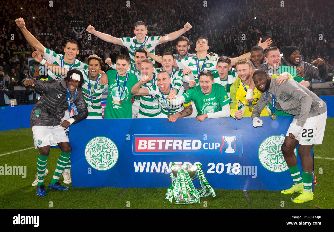 Celtic winners lift the cup during the Betfred Cup Final match at ...