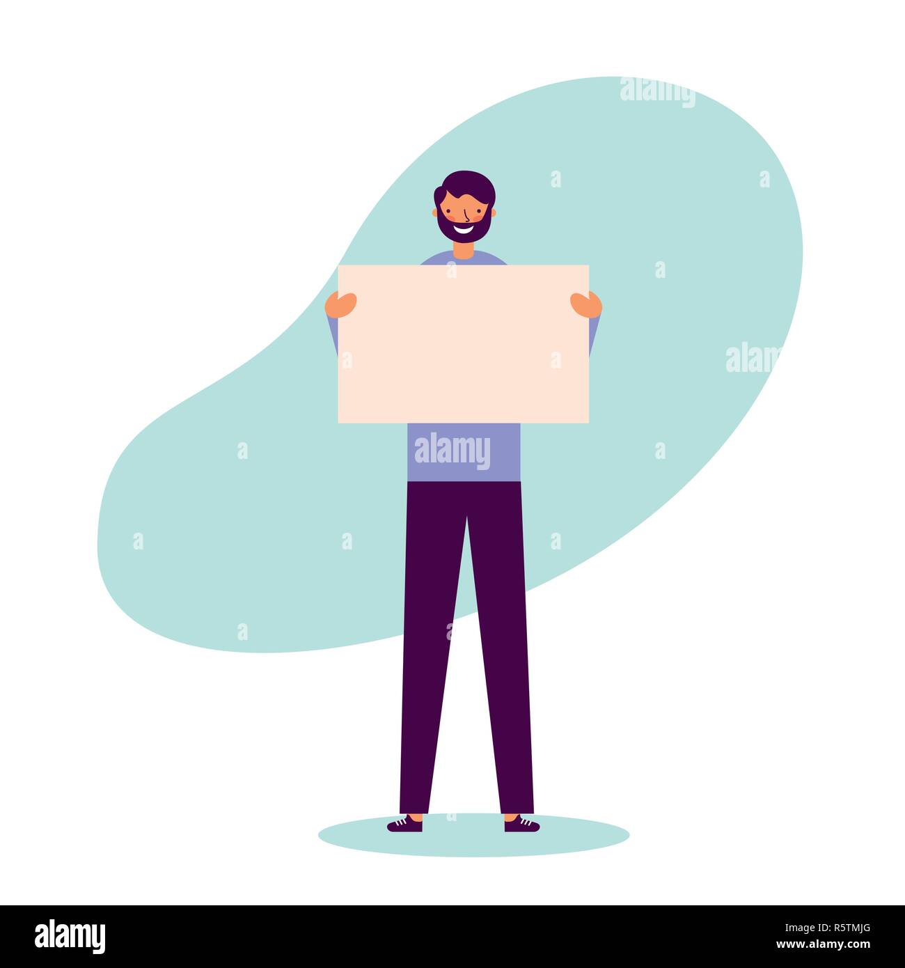 happy beard boy holding banner vector illustration Stock Vector Image ...