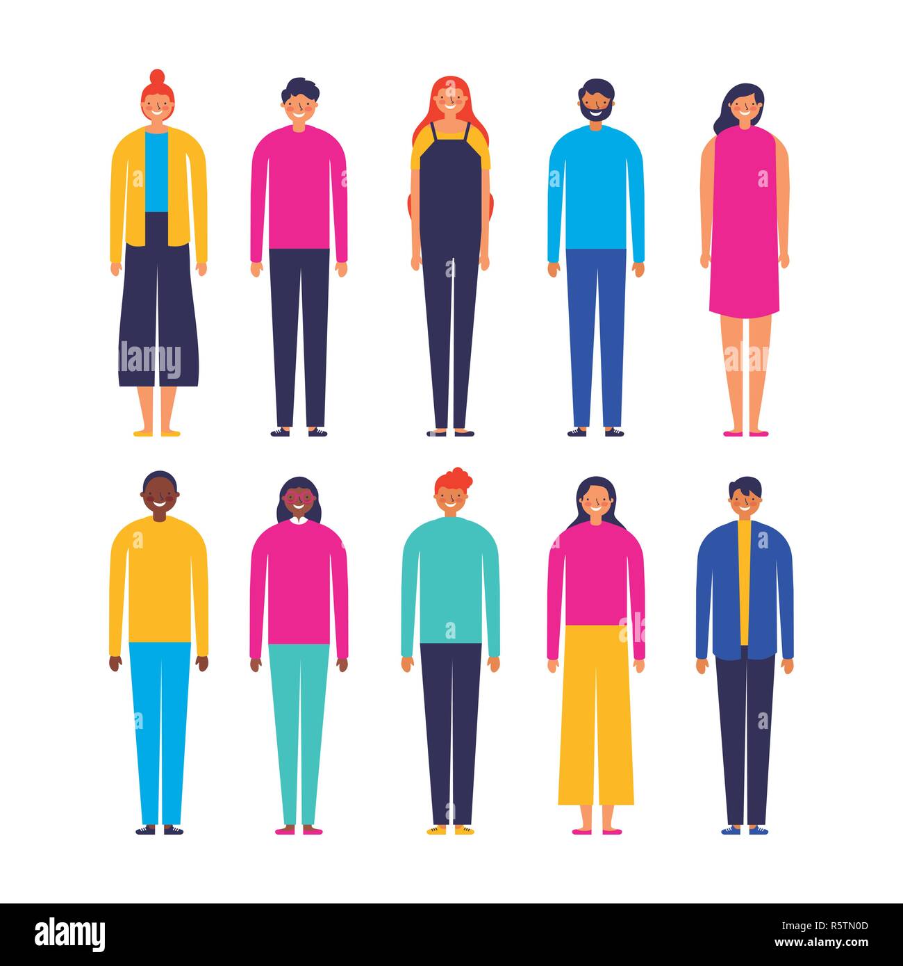 people colors outdoor stand smiling vector illustration Stock Vector ...