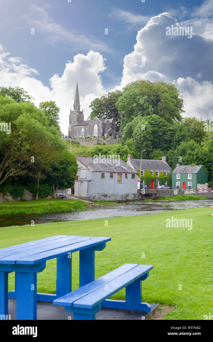 blue bench at castletownroche park Stock Photo - Alamy