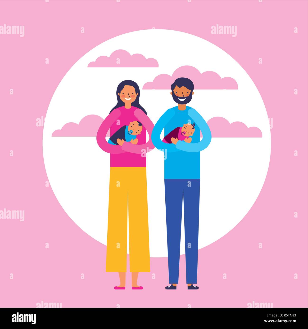 sticker outdoor together family love vector illustration Stock Vector ...