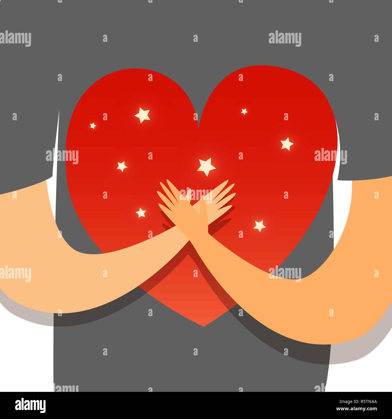 Love yourself.Hands hold love. Save love vector flat illustration Stock ...