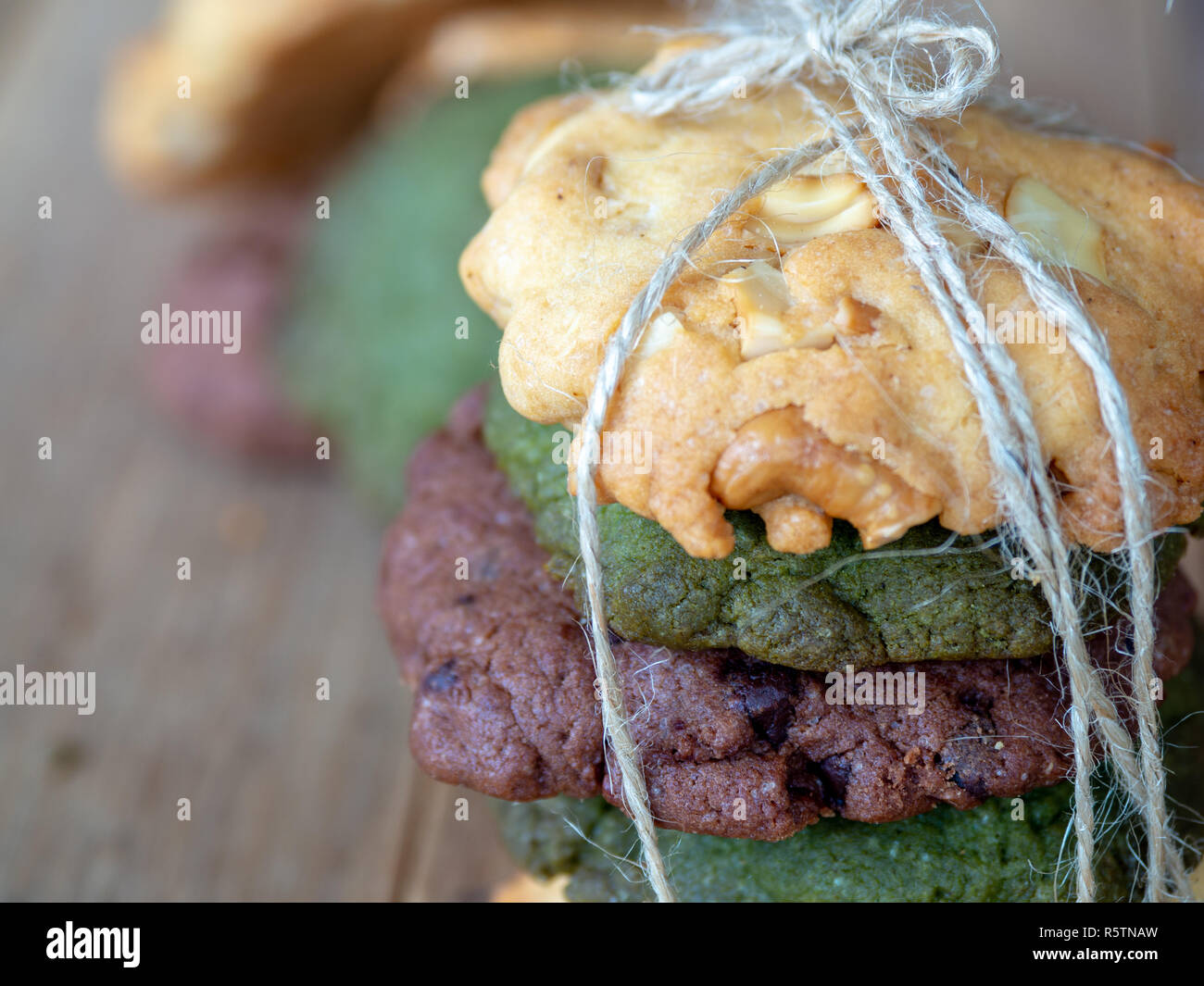 Multiple color cookies inclusive peanut butter, green tea cookies, and ...