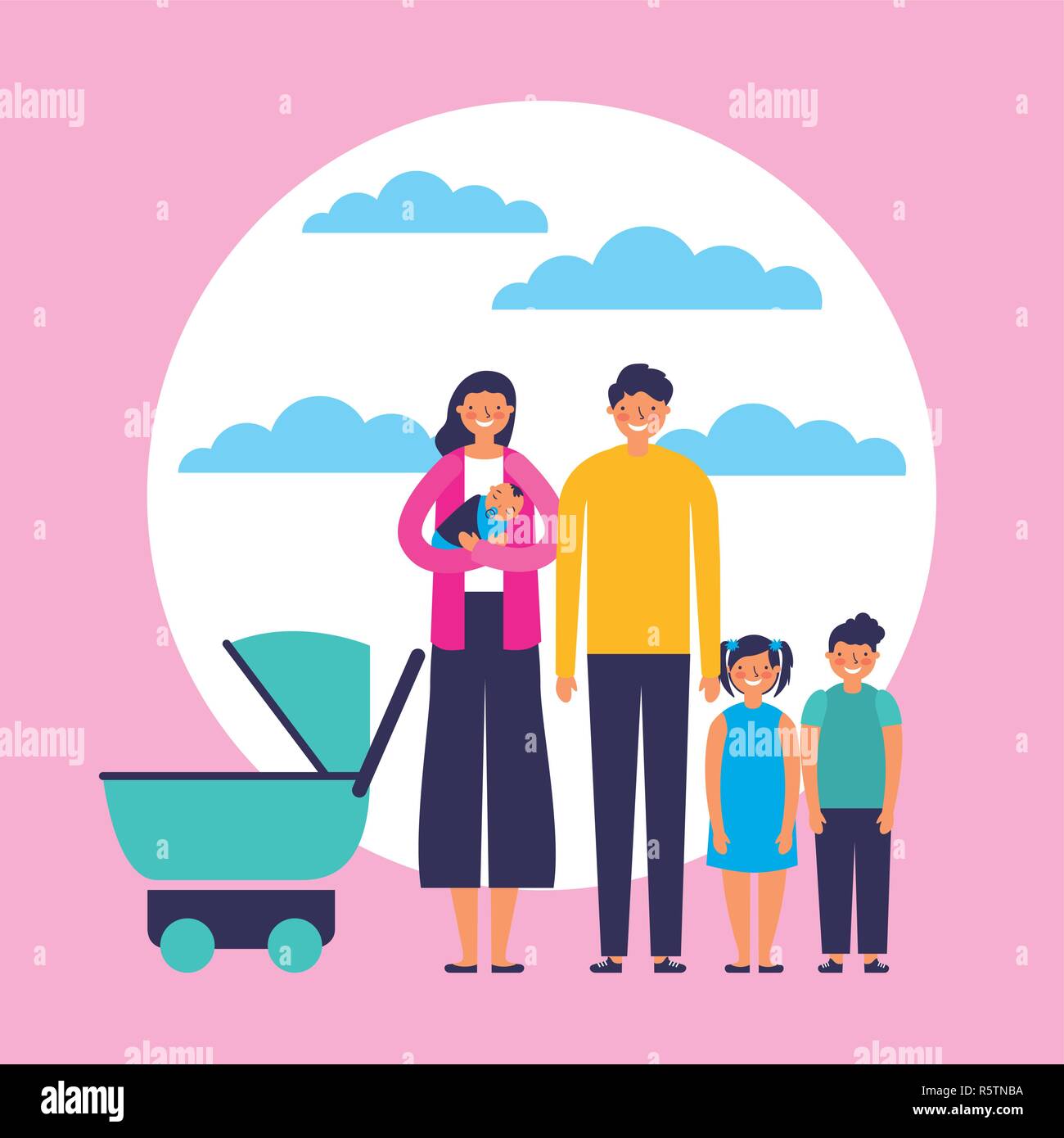 outdoor together sticker family happy vector illustration Stock Vector ...