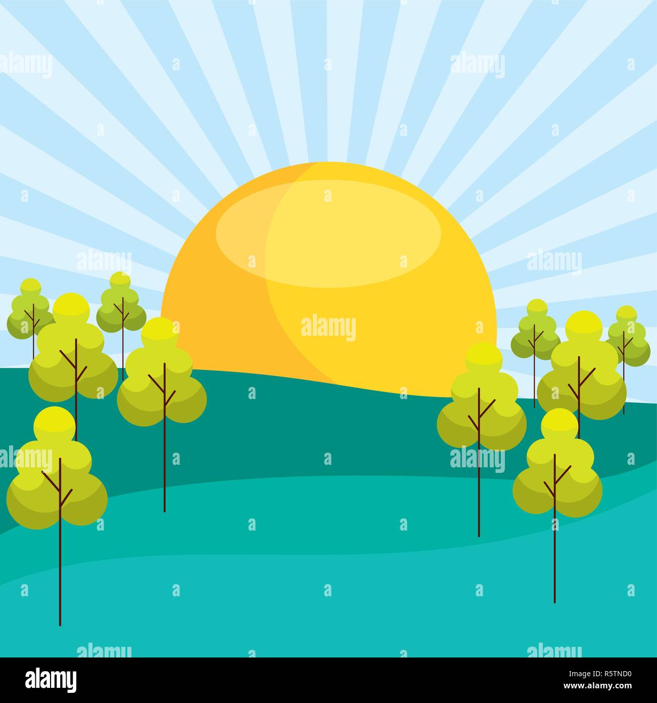 outdoor park sunny day trees fresh vector illustration Stock Vector ...