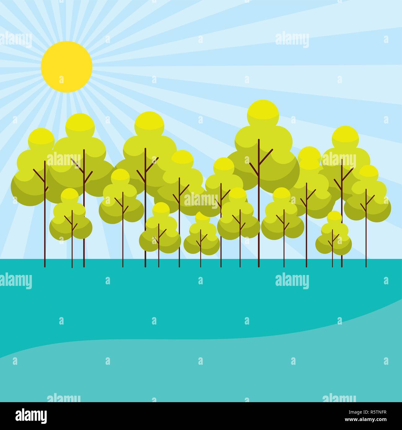 sunny day trees outdoor park vector illustration Stock Vector Image ...