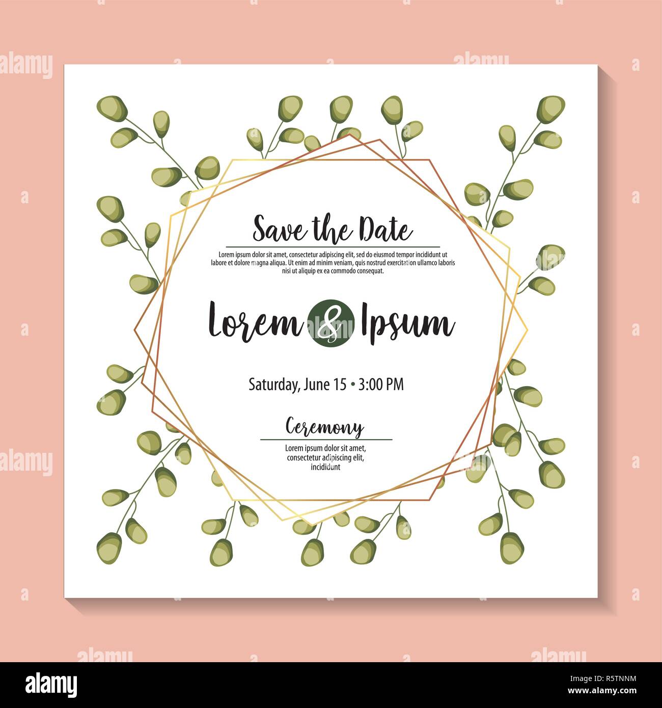save the date circle decoration leaves sign vector illustration Stock ...
