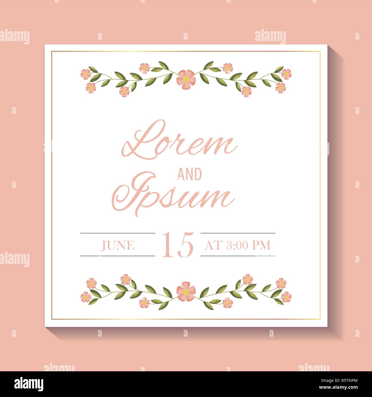 save the date june time card decoration leaves vector illustration ...