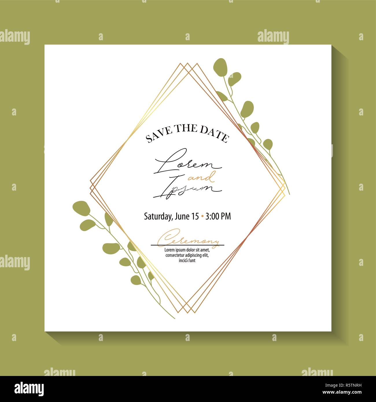save the date figure frame decoration leaves sign day time vector ...