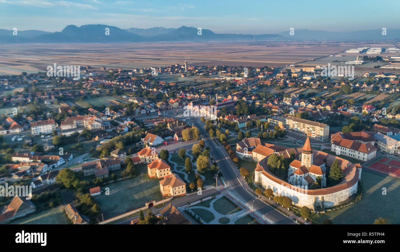 Aerial view of Prejmer fortified Church. Brasov, Romania Stock Photo ...