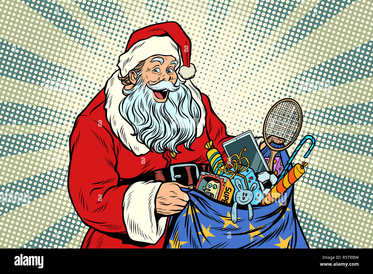Santa Claus with bag of toys Stock Photo - Alamy