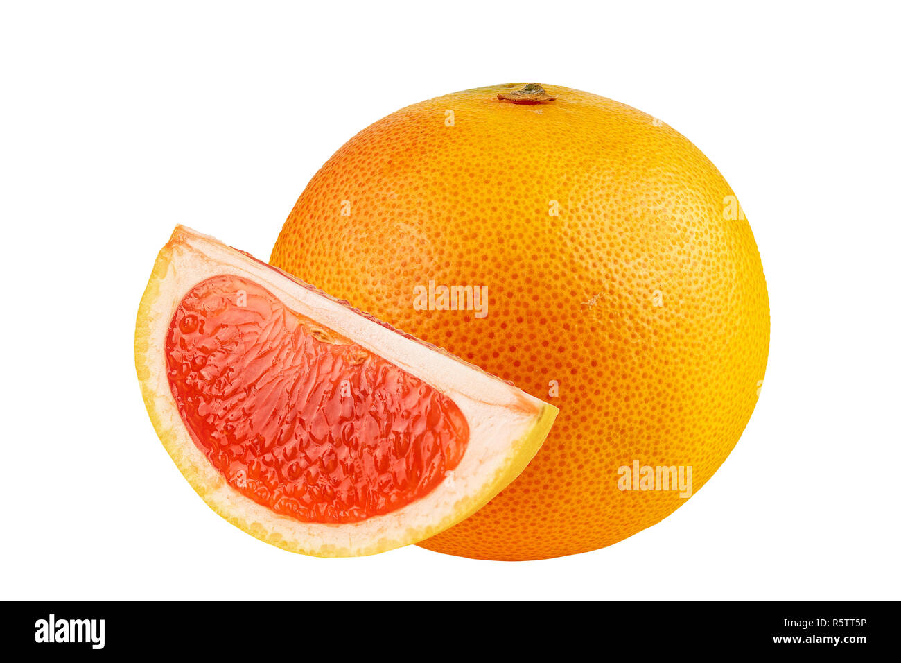 ripe grapefruit, whole and sliced, isolated on a white background ...