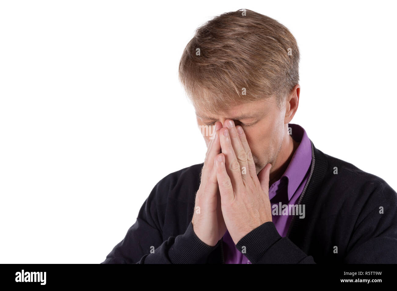 Adult man patient with cold and flu illness relief Stock Photo - Alamy