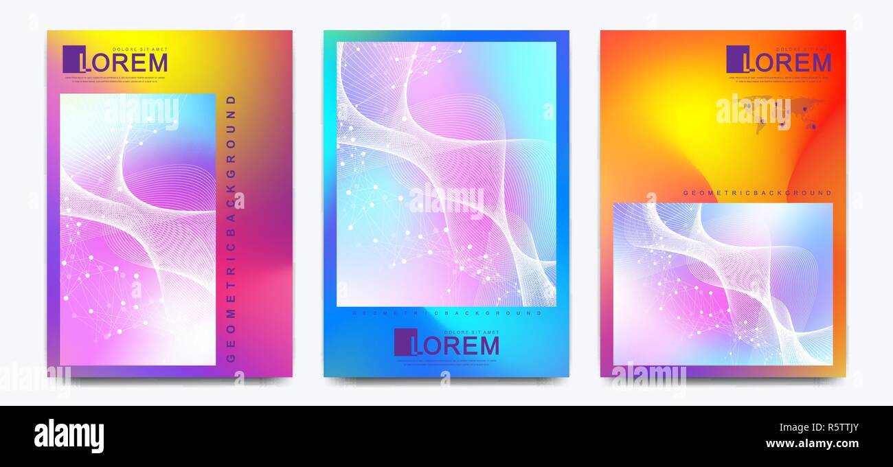 Vector design template in trendy vibrant gradient colors with abstract ...