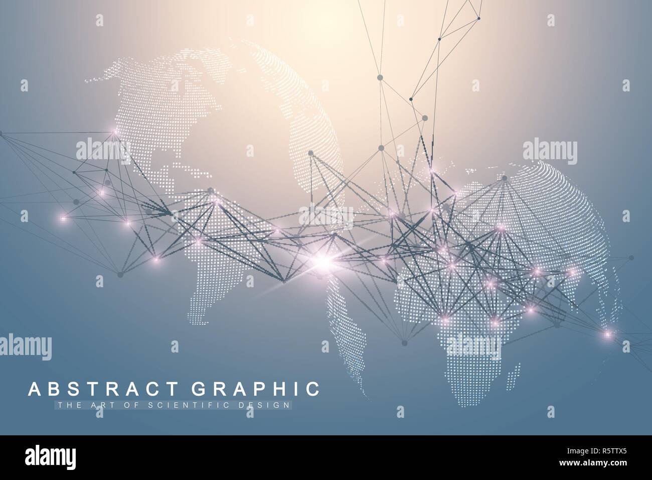 Big data visualization with a world globe. Abstract vector background ...