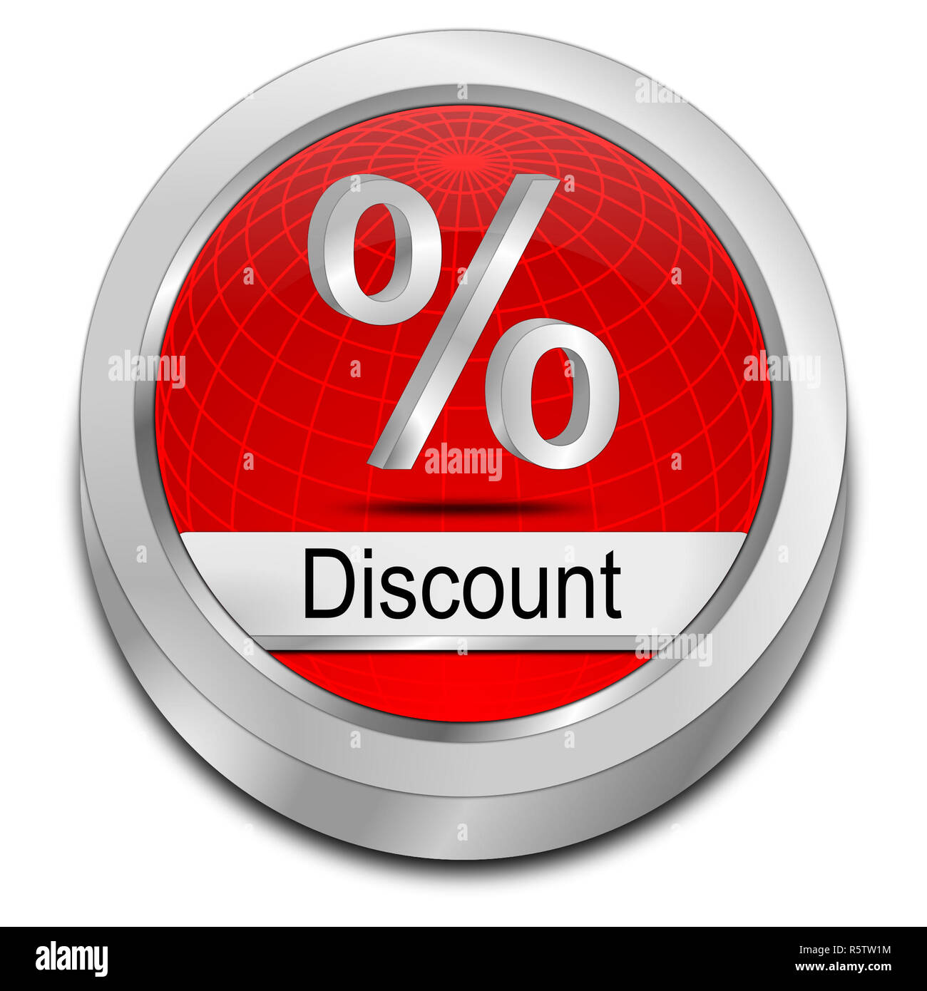 decorative red Discount button - 3D illustration Stock Photo - Alamy