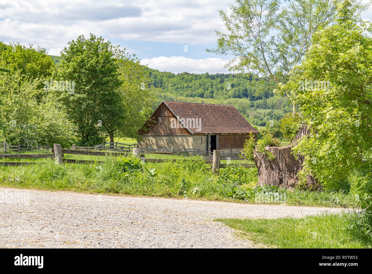 rural scenery with barn Stock Photo - Alamy