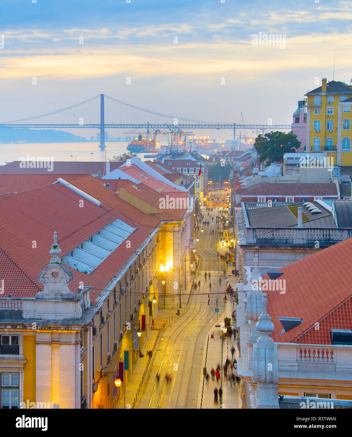 Lisbon street aerial view, Portugal Stock Photo - Alamy