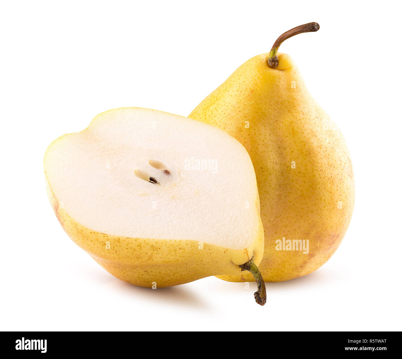 pear with half of pear isolated on a white background Stock Photo - Alamy