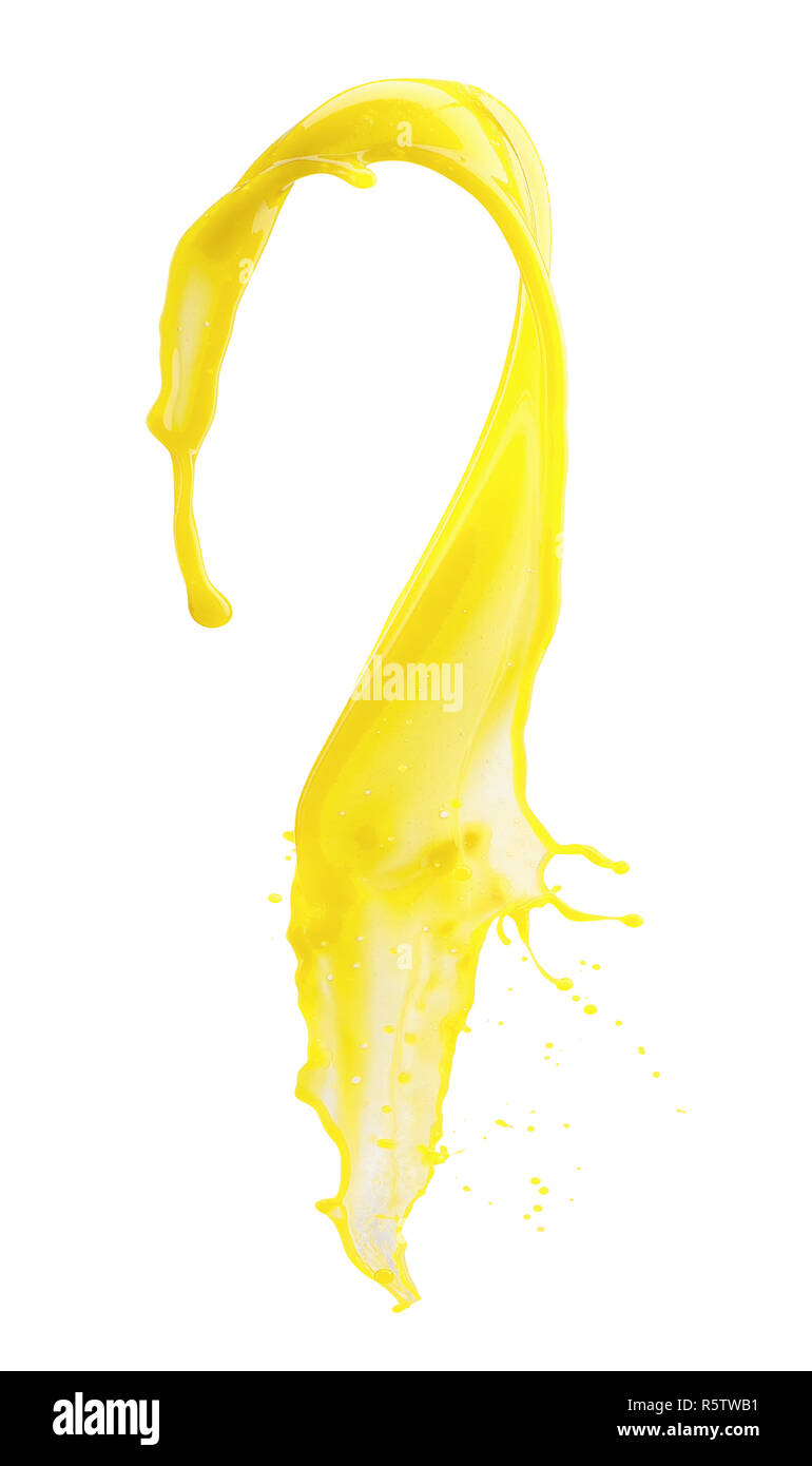 yellow paint splash isolated on a white background Stock Photo - Alamy