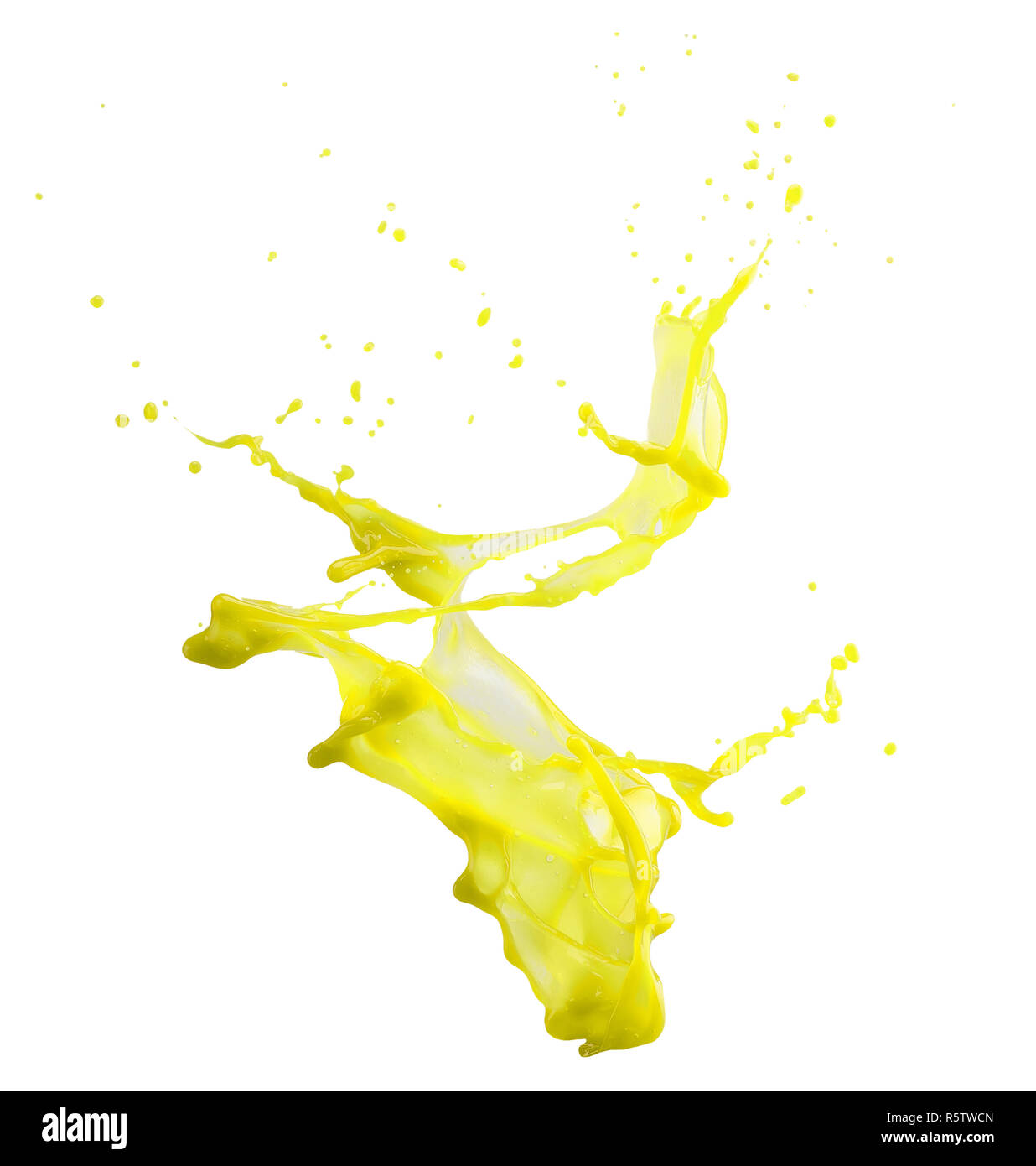yellow paint splash isolated on a white background Stock Photo - Alamy