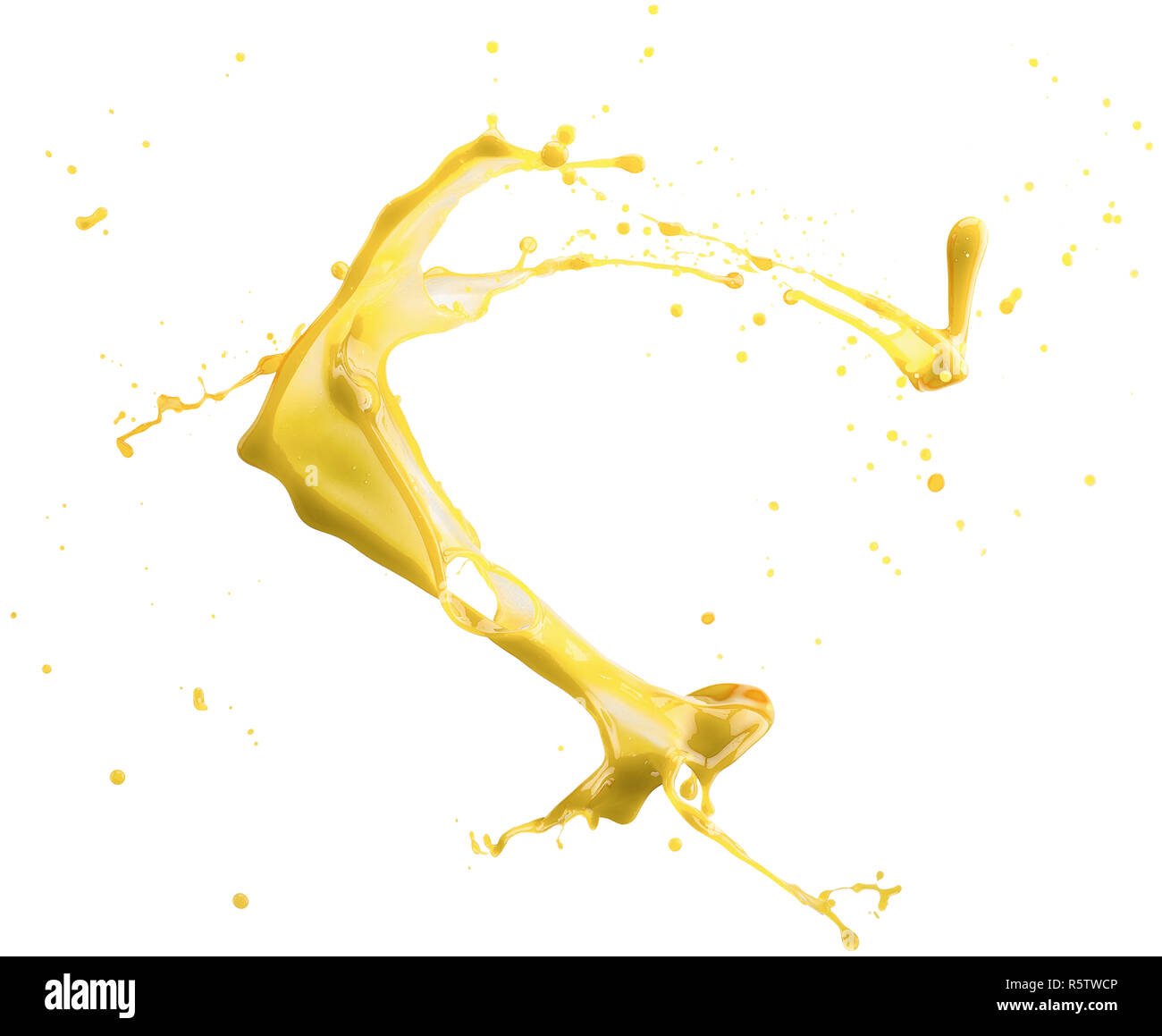 yellow paint splash isolated on a white background Stock Photo - Alamy