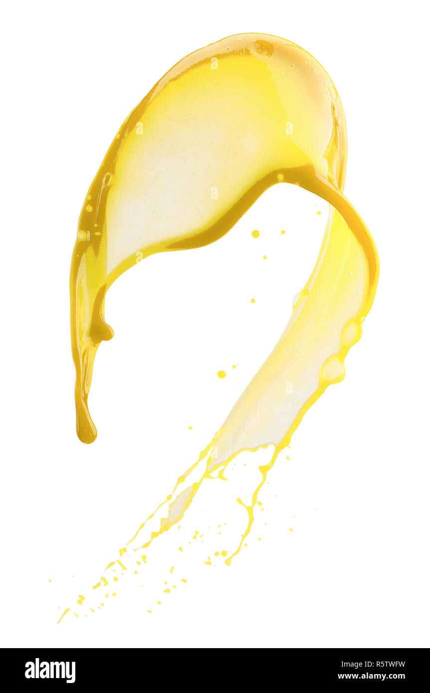 yellow paint splash isolated on a white background Stock Photo - Alamy