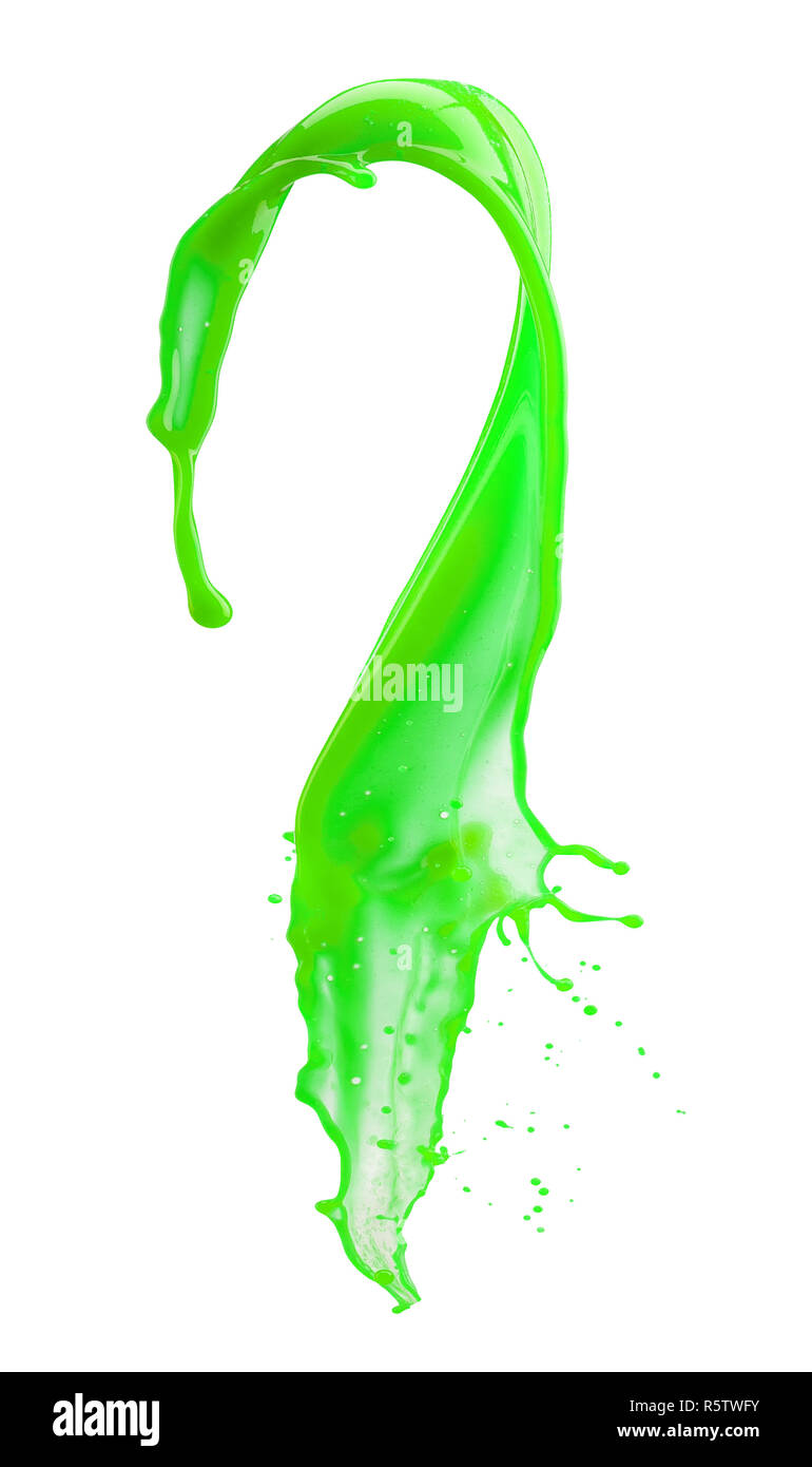 green paint splash isolated on a white background Stock Photo - Alamy