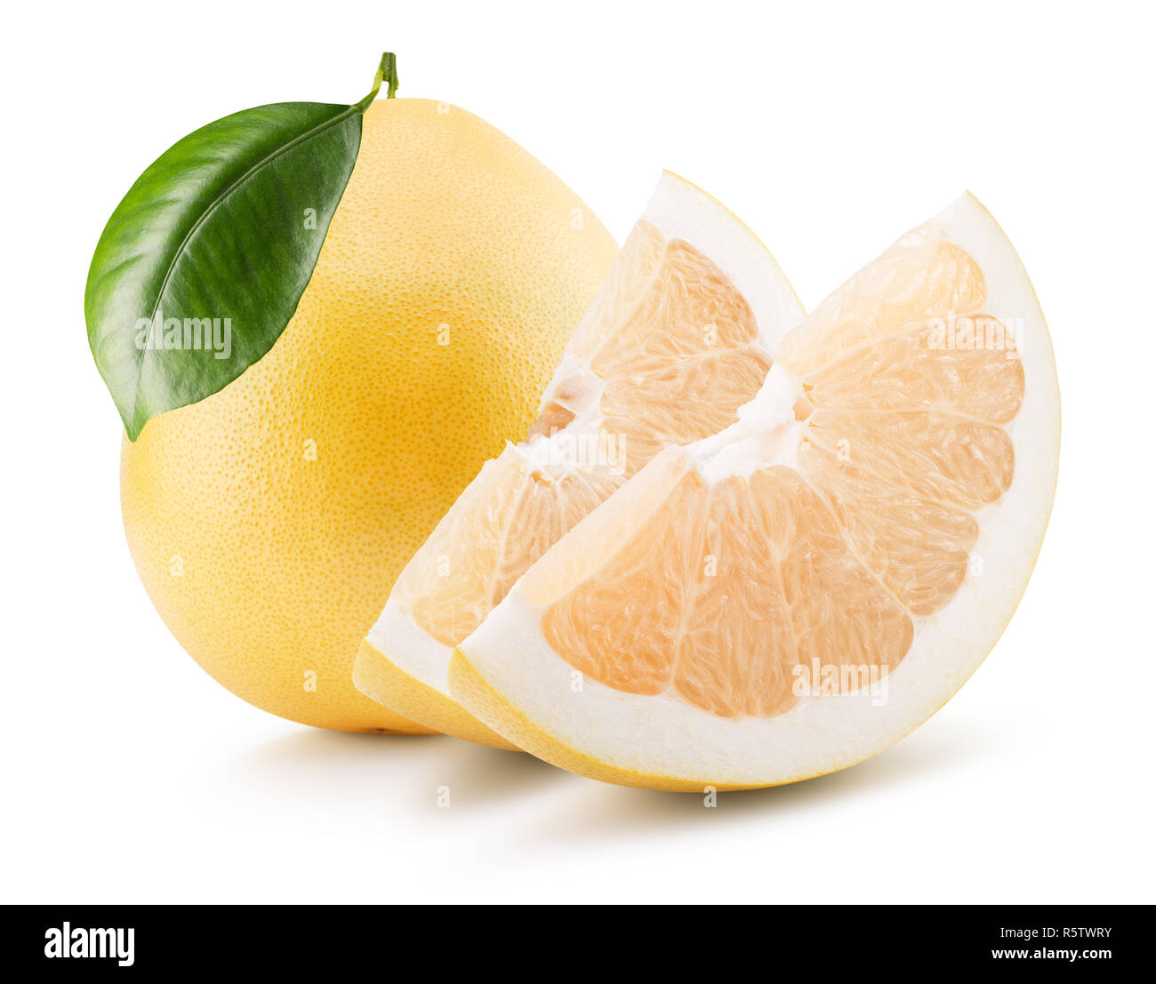 pomelo with slice isolated on a white background Stock Photo - Alamy
