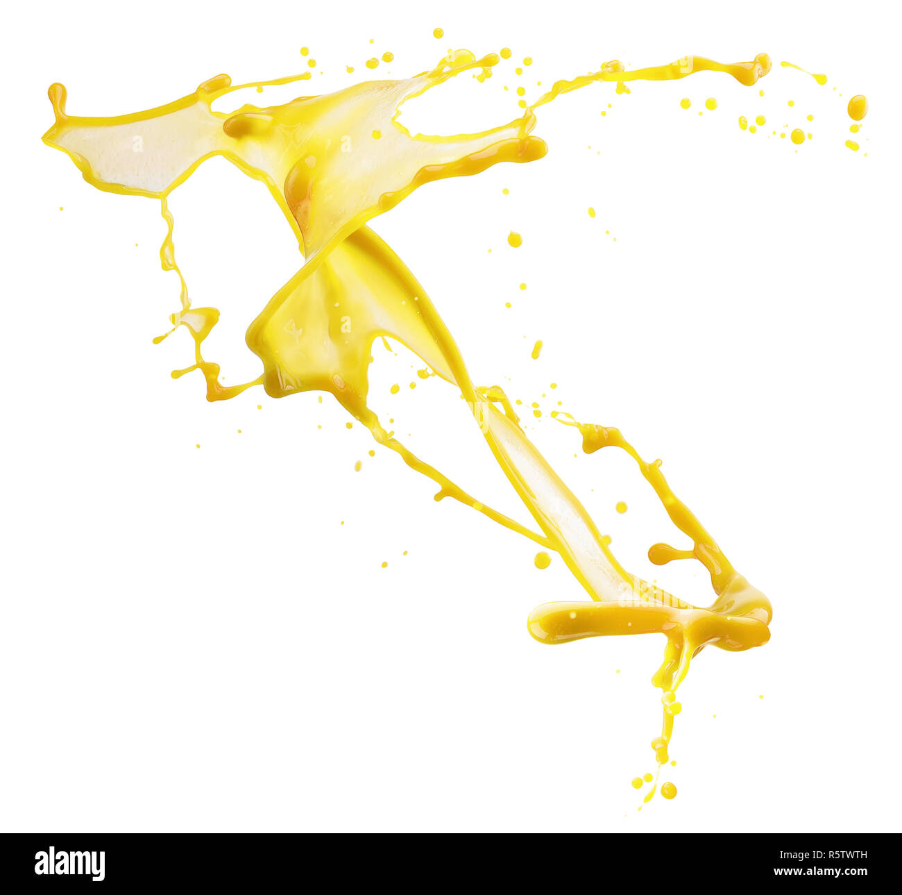 yellow paint splash isolated on a white background Stock Photo - Alamy