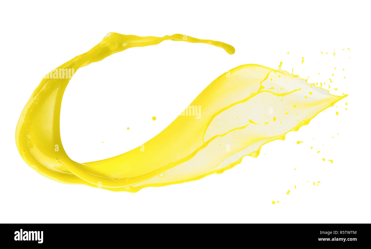 yellow paint splash isolated on a white background Stock Photo - Alamy