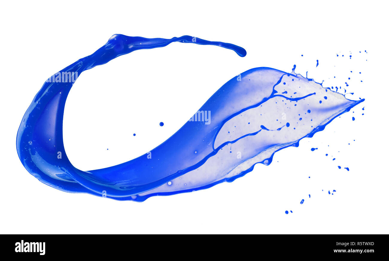 blue paint splash isolated on a white background Stock Photo - Alamy